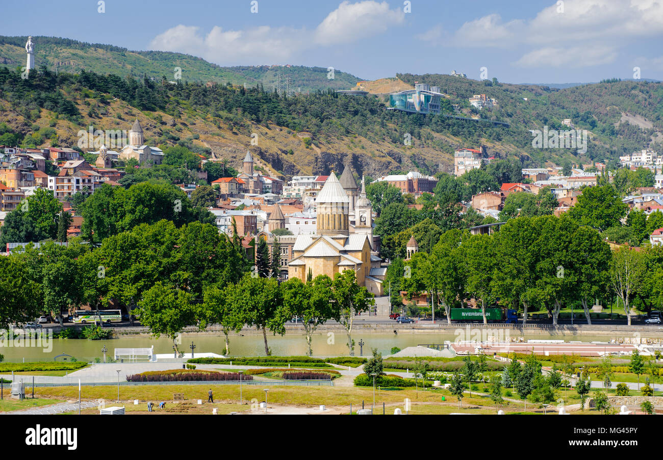 Panorama of Tbilisi, Georgia. Tbilisi is the capital and the largest ...