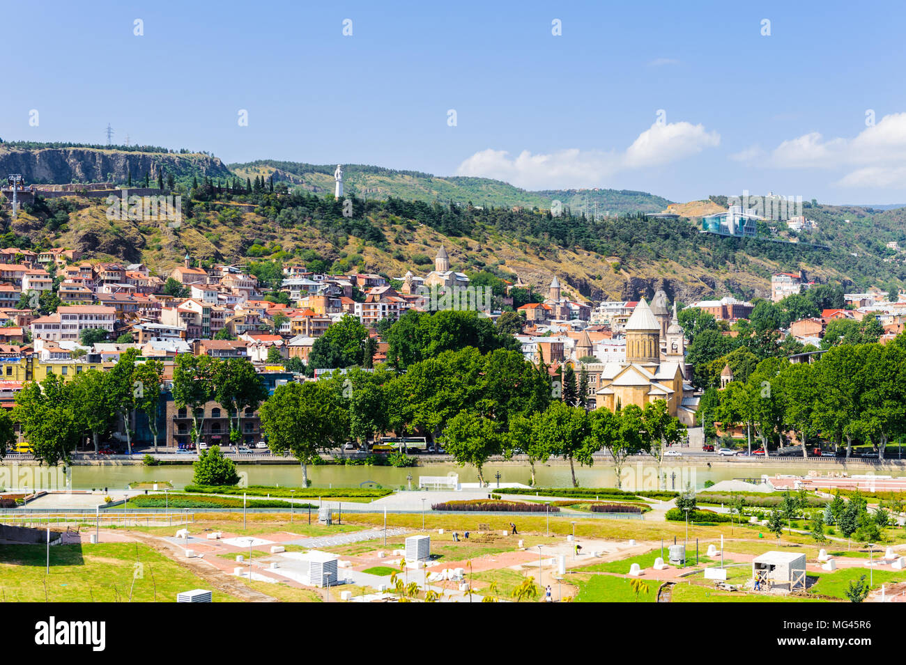 Panorama of Tbilisi, Georgia. Tbilisi is the capital and the largest ...