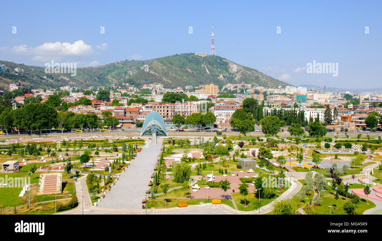 Panorama of Tbilisi, Georgia. Tbilisi is the capital and the largest ...