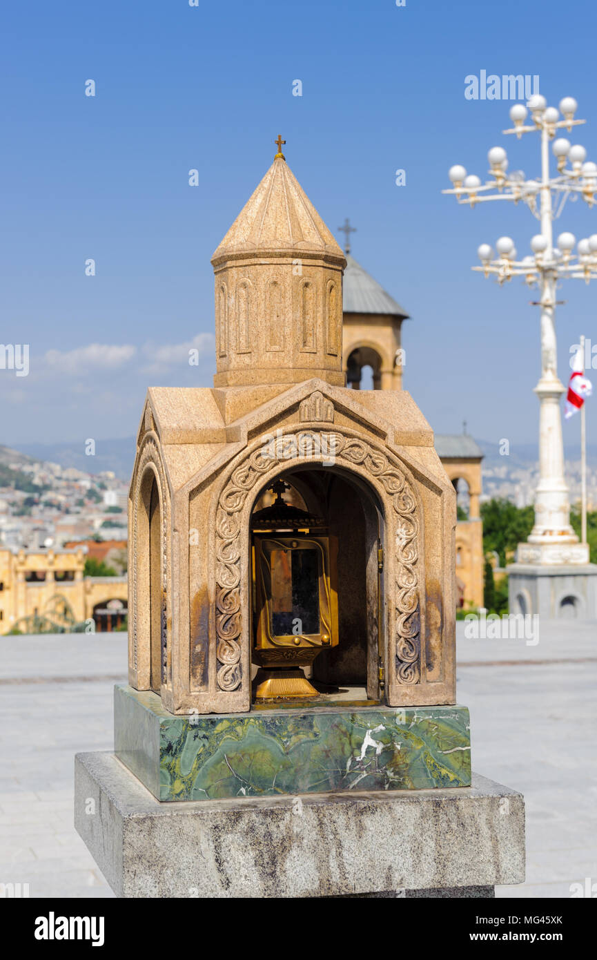 Bell tower of the Holy Trinity Cathedral of Tbilisi, the main Cathedral ...