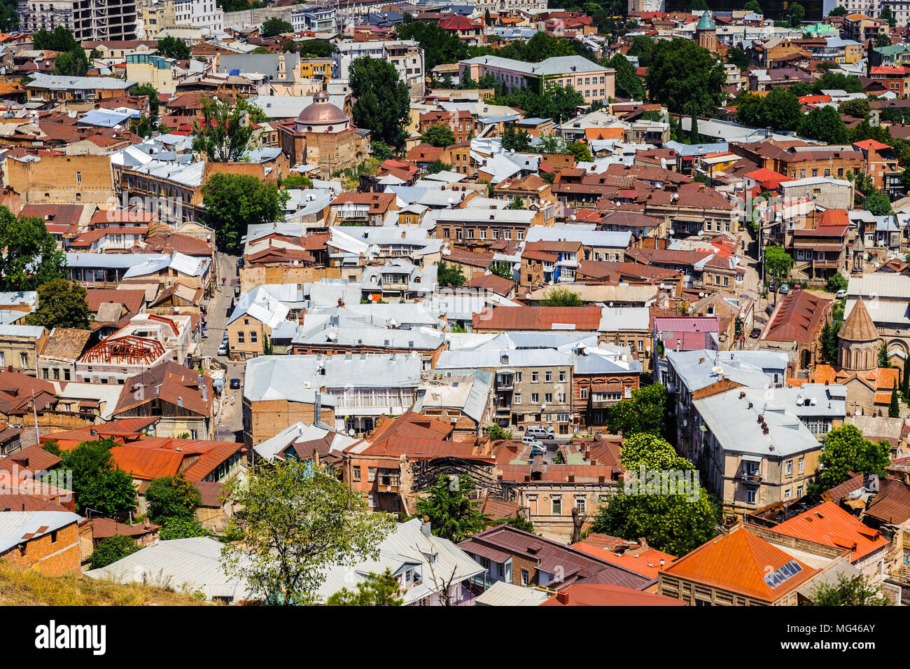 Panoramic view of Tbilisi, Georgia. Tbilisi is the capital and the ...
