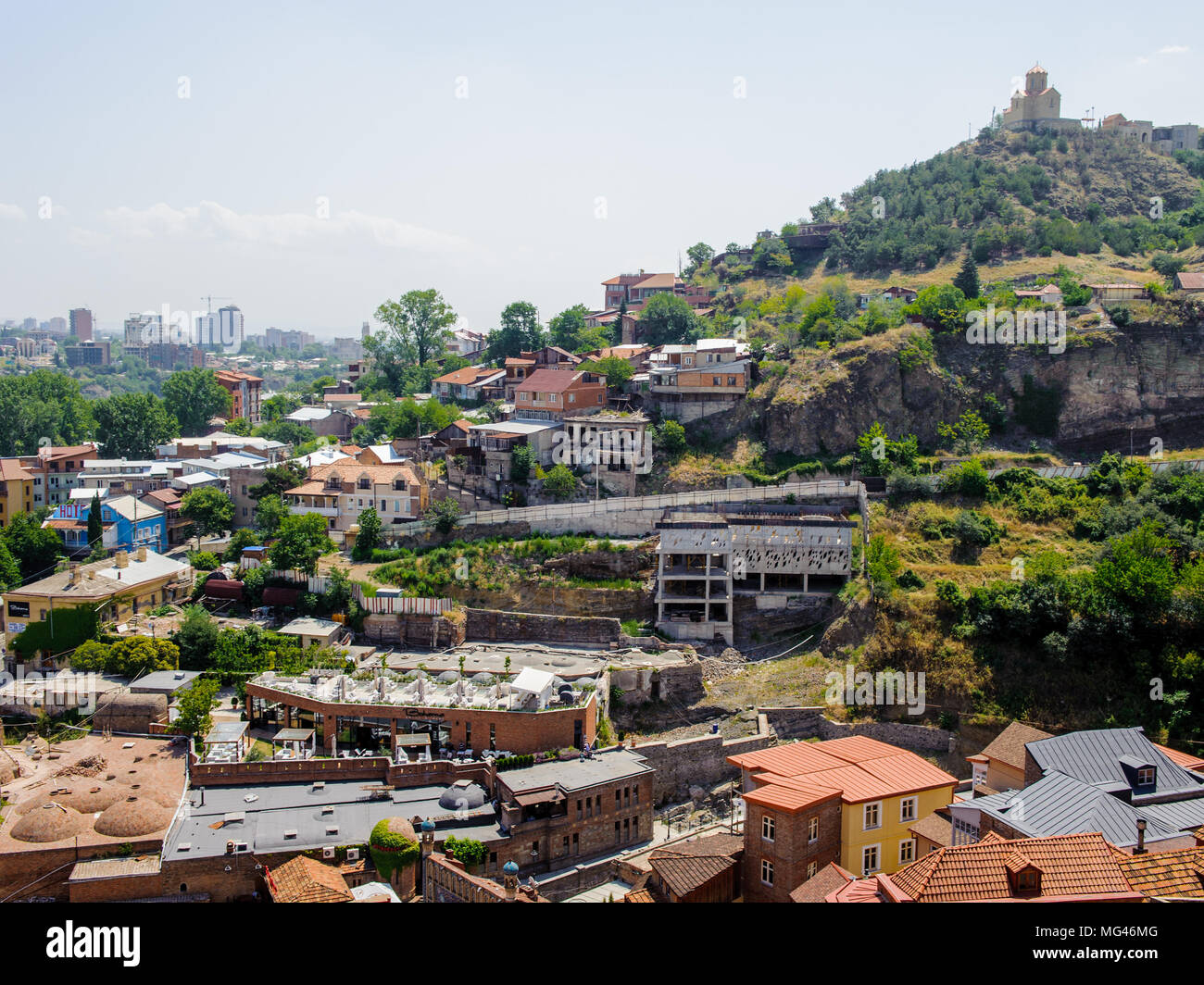 Panoramic view of Tbilisi, Georgia. Tbilisi is the capital and the ...