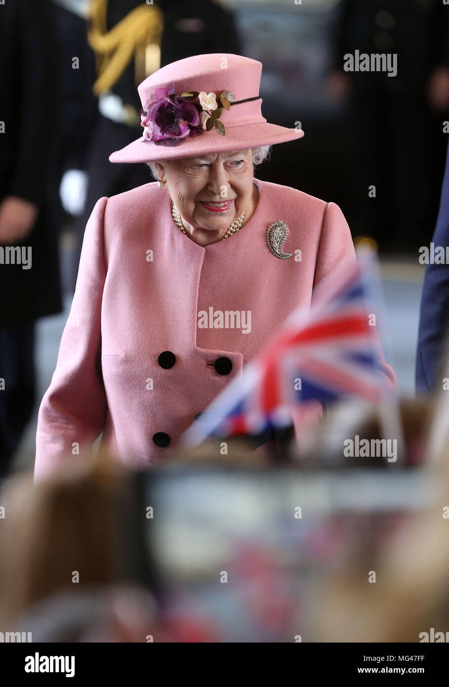 The Queen Elizabeth II arrives at Plymouth train station during her ...