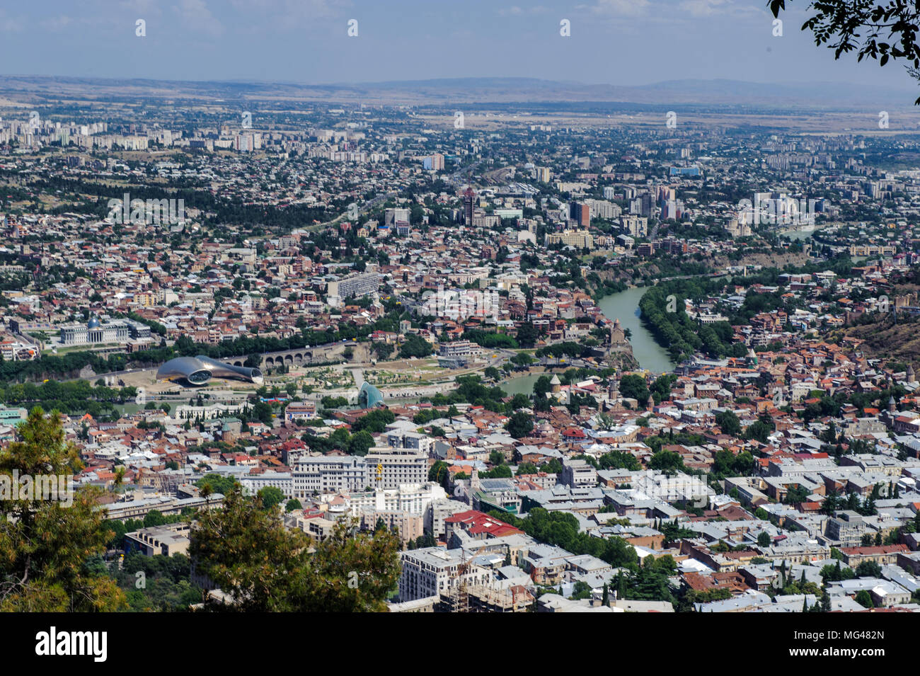 Panoramic view of Tbilisi, Georgia. Tbilisi is the capital and the ...