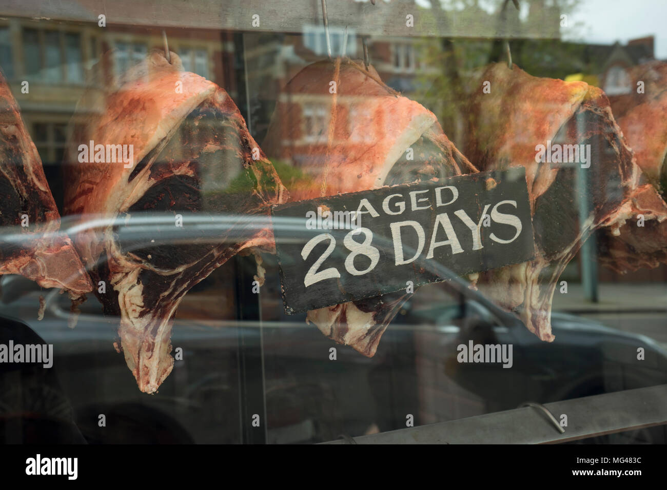 Organic butcher shop window in Hampstead,London,England,UK Stock Photo ...