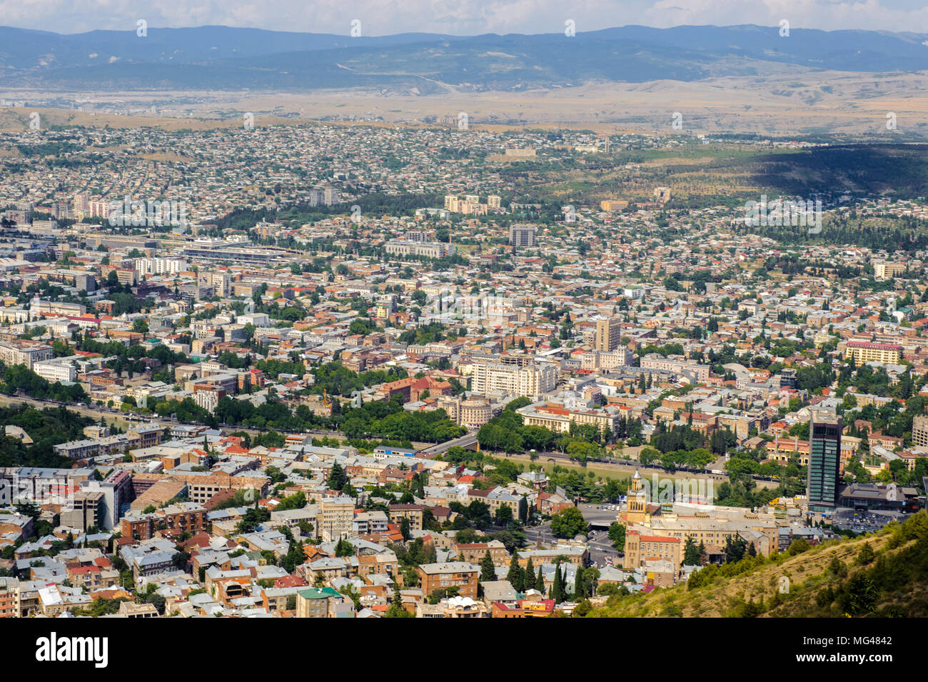 Panoramic view of Tbilisi, Georgia. Tbilisi is the capital and the ...