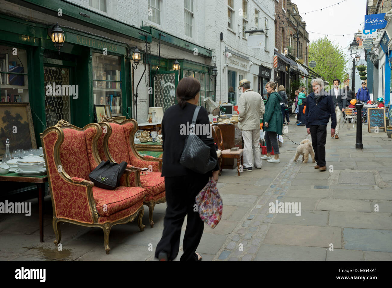 Vintage and antique shops in Hampstead,London,England,UK Stock Photo ...