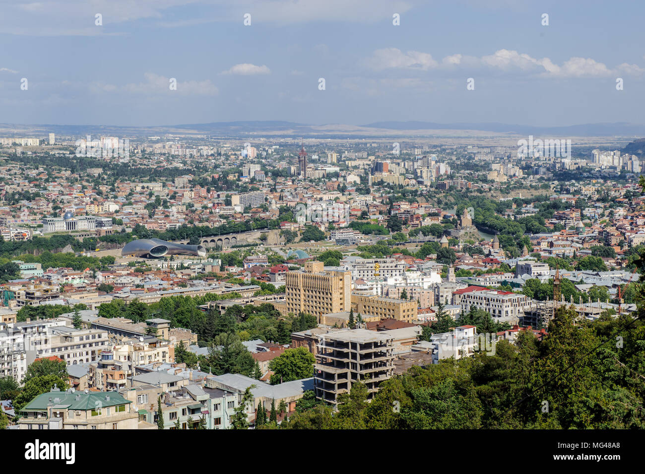 Panoramic view of Tbilisi, Georgia. Tbilisi is the capital and the ...