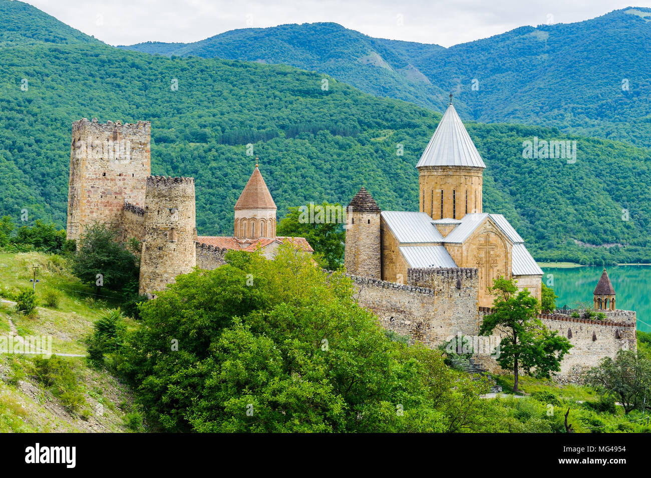 Ananuri Castle, a castle complex on the Aragvi River in Georgia Stock ...
