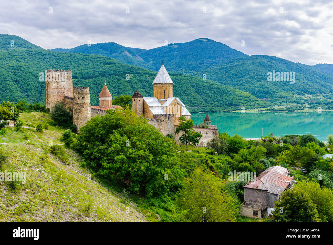 Ananuri Castle, a castle complex on the Aragvi River in Georgia Stock ...