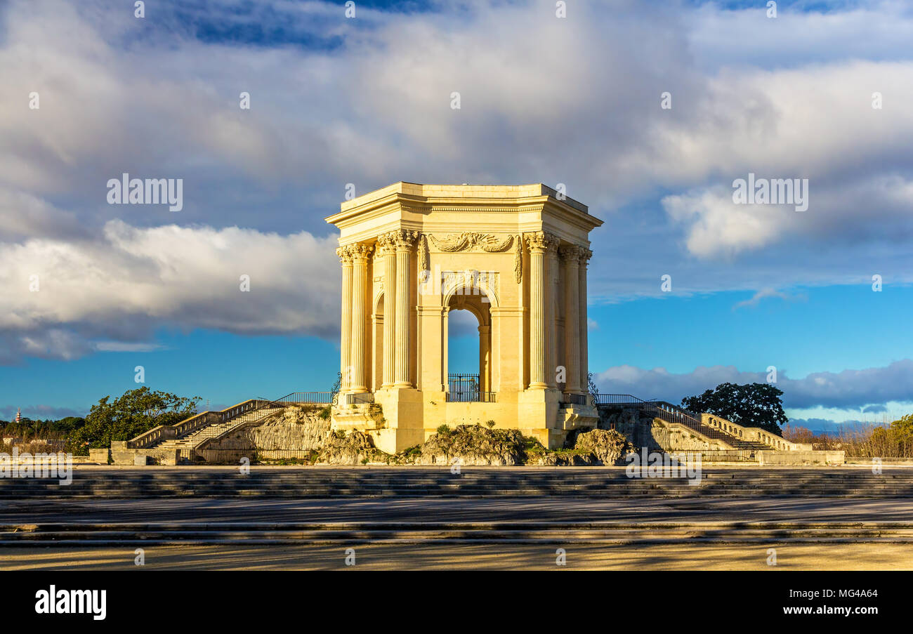 Water tower at the end of aqueduct in Montpellier, France Stock Photo ...