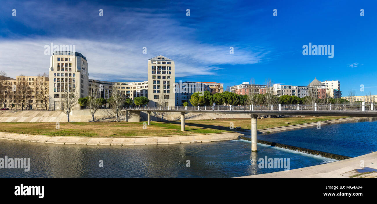 Modern buildings in Montpellier by river Lez - France Stock Photo - Alamy