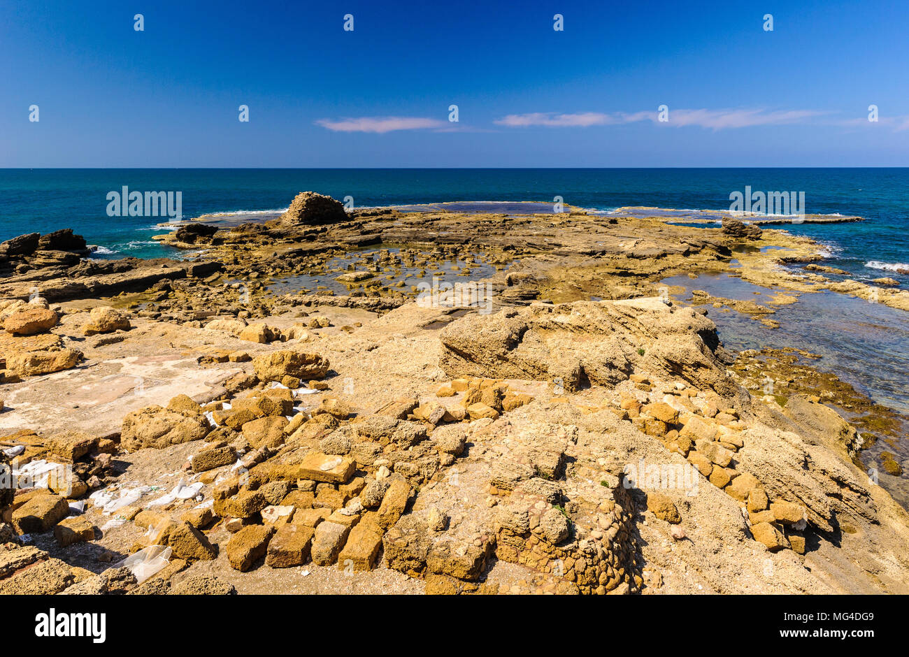 Landscape of the coast of Caesarea Maritima, Israel Stock Photo - Alamy