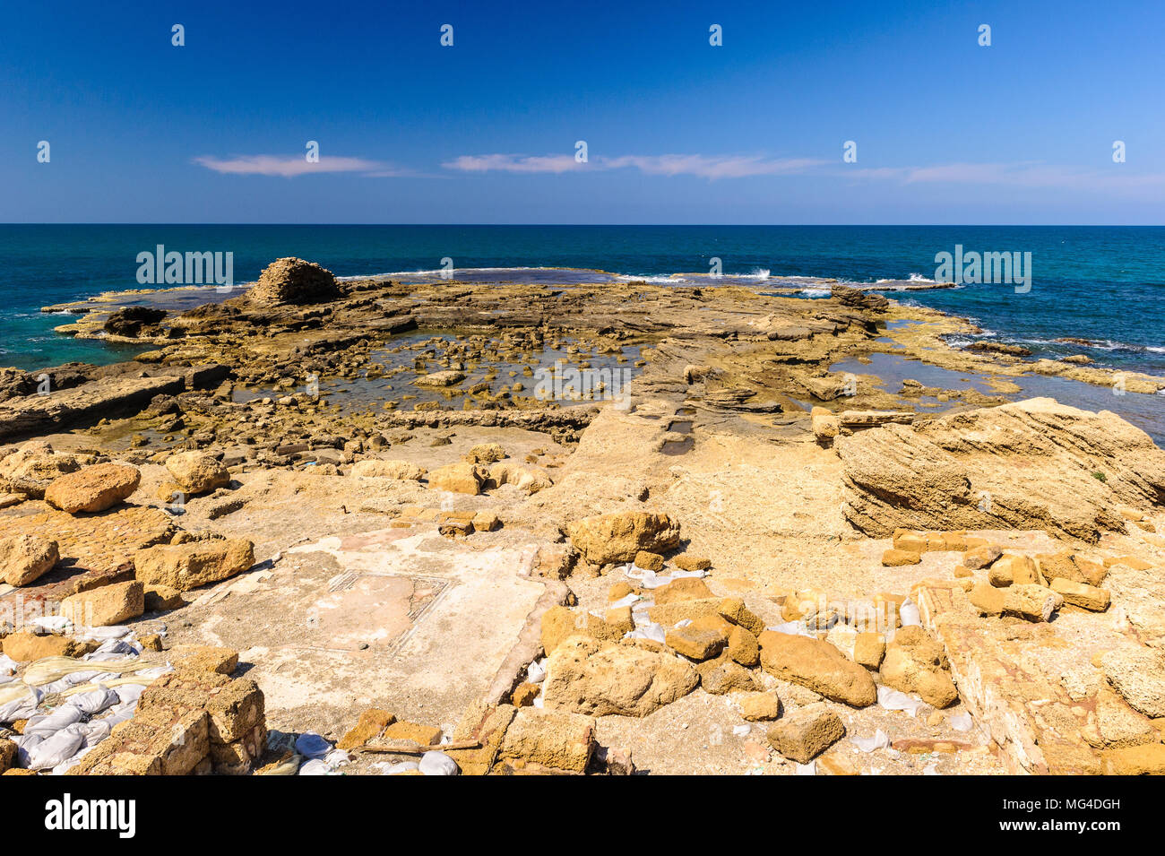 Caesarea Maritima coast, Mediterranean sea, Israel Stock Photo - Alamy