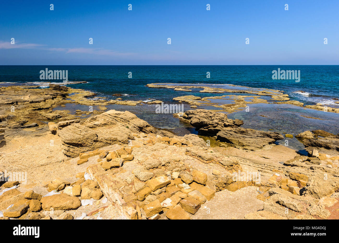 Caesarea Maritima coast, Mediterranean sea, Israel Stock Photo - Alamy