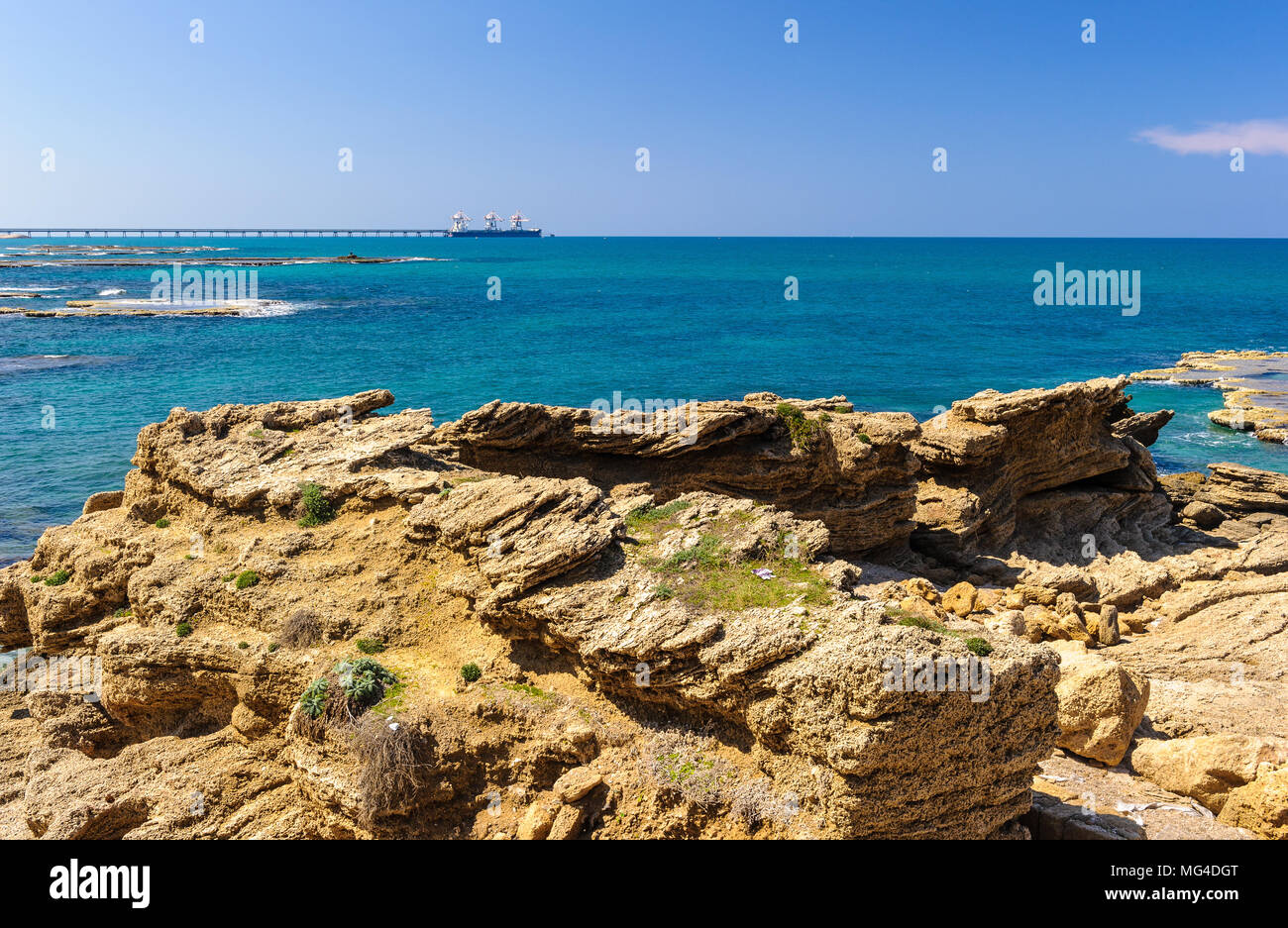 Caesarea Maritima coast, Mediterranean sea, Israel Stock Photo - Alamy