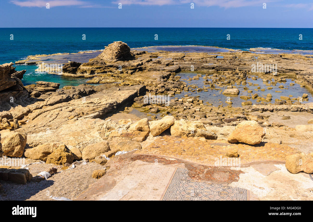 Caesarea Maritima coast, Mediterranean sea, Israel Stock Photo - Alamy