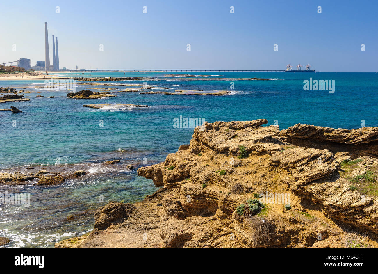Caesarea Maritima coast, Mediterranean sea, Israel Stock Photo - Alamy