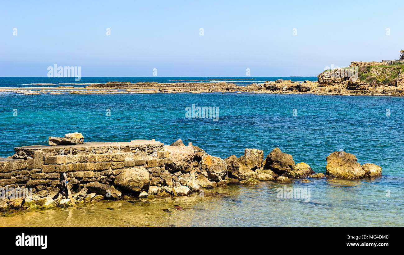 Stones and ruins of Caesarea Maritima, Israel Stock Photo - Alamy