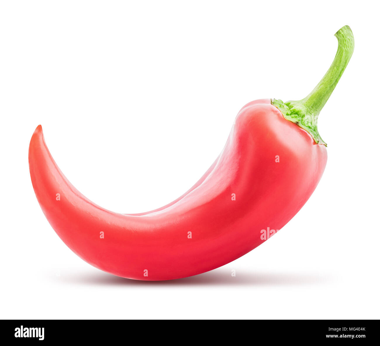Red long sweet pepper isolated on white background with shadow ...