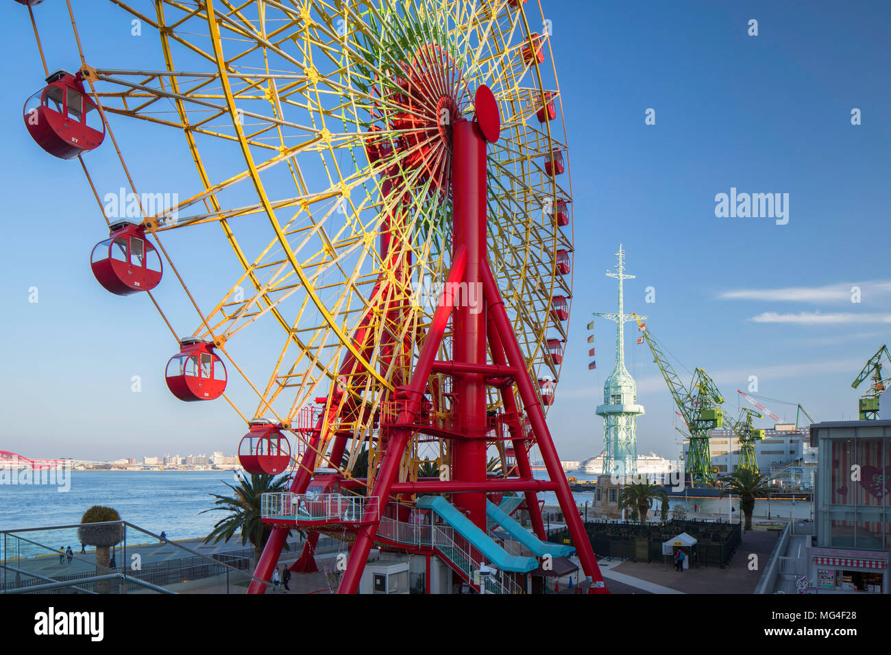 Ferris wheel at harbour, Kobe, Kansai, Japan Stock Photo - Alamy