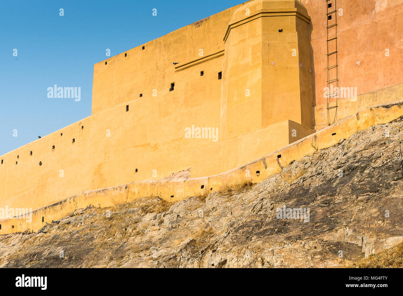Walls of the Amer Fort (Amber Fort and Amber Palace), a town near ...