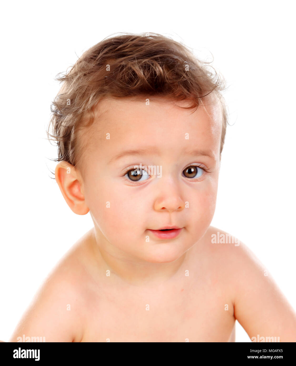 Beautiful baby with a soft skin isolated on a white background Stock ...