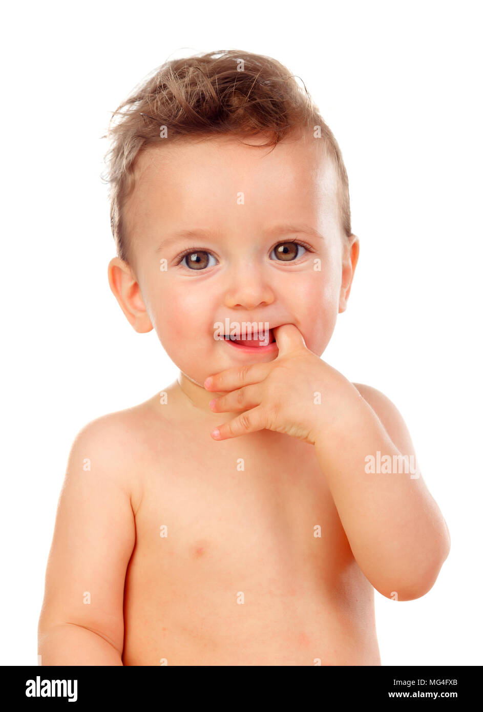 Beautiful baby with a soft skin isolated on a white background Stock ...
