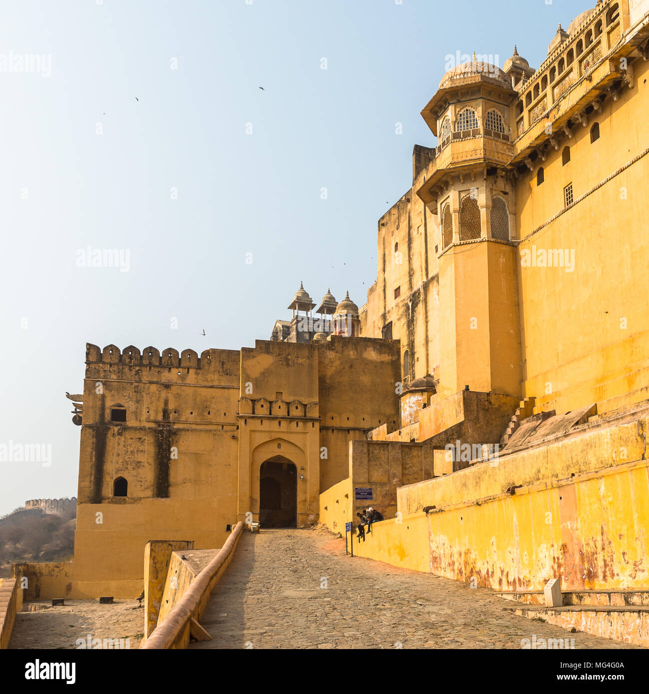 Walls of the Amer Fort (Amber Fort and Amber Palace), a town near ...