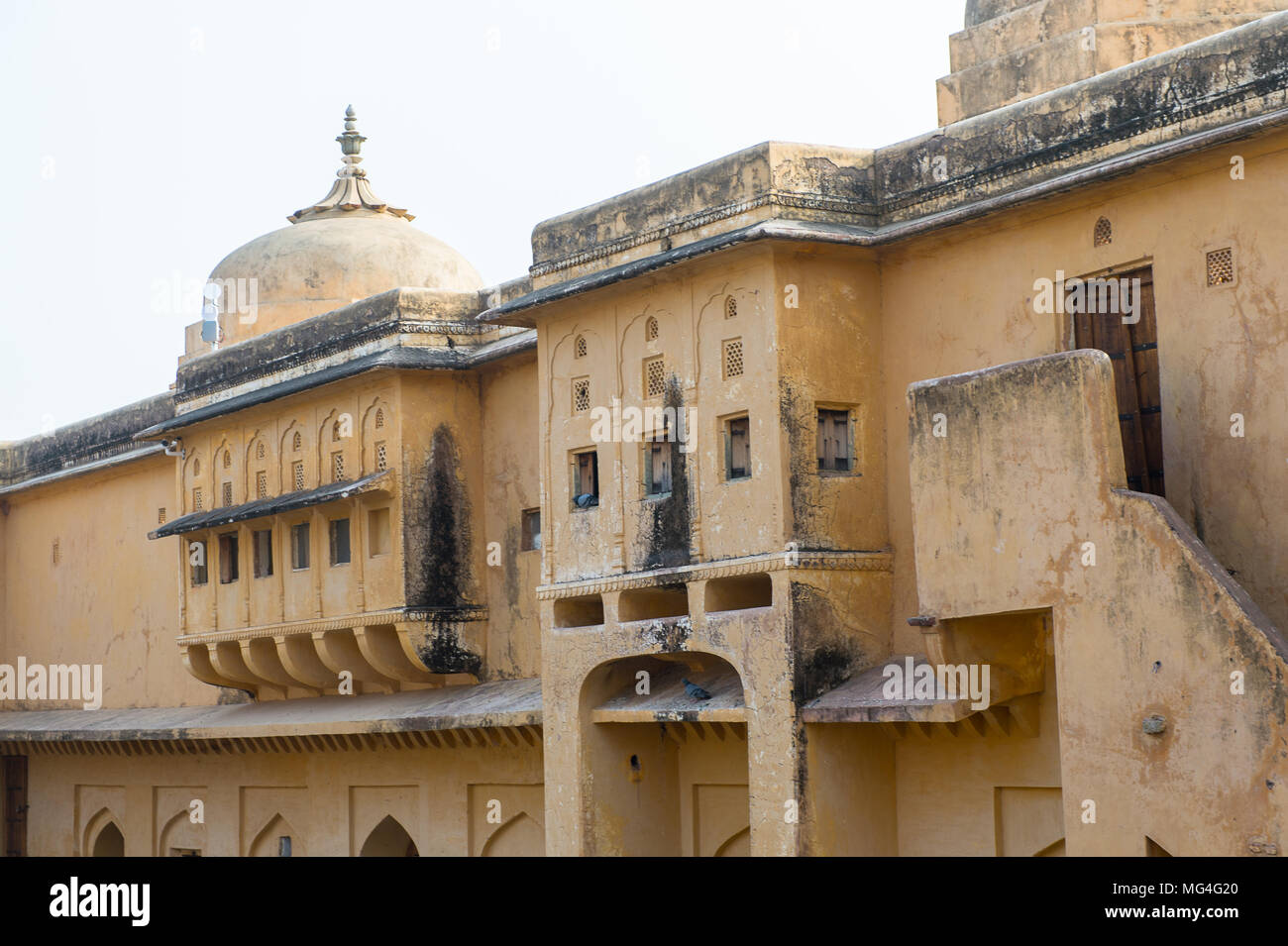 Walls of the Amer Fort (Amber Fort and Amber Palace), a town near ...
