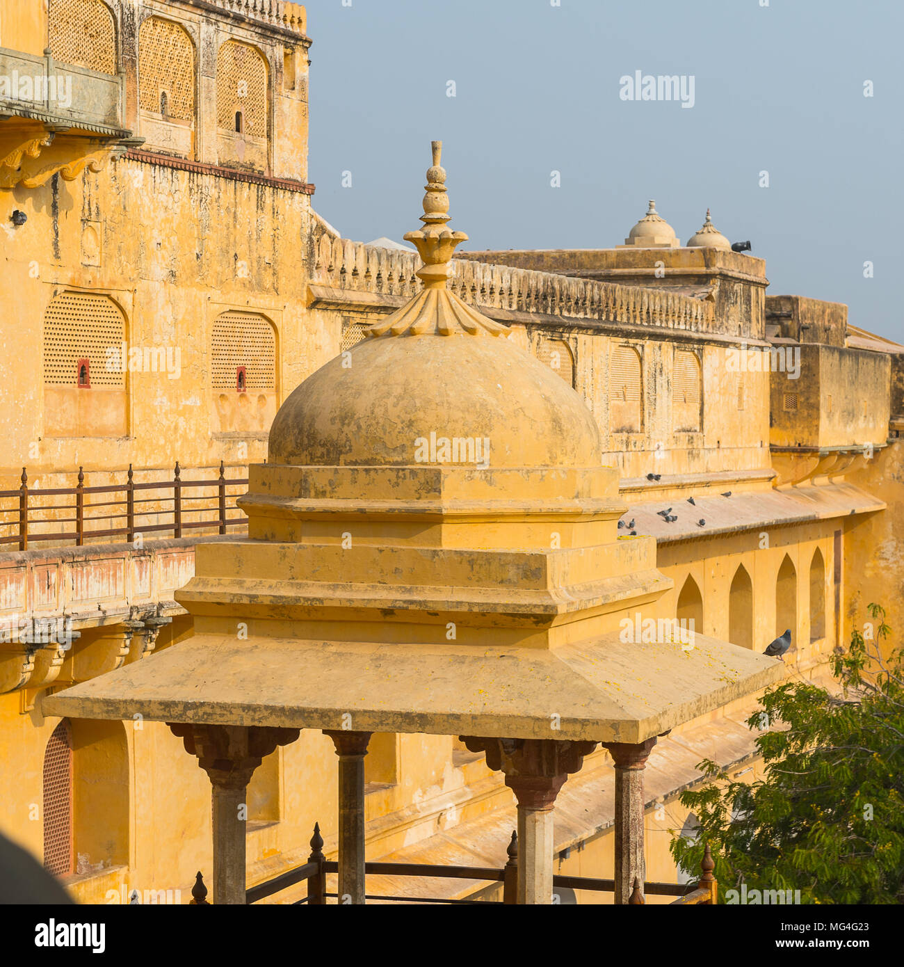 Walls of the Amer Fort (Amber Fort and Amber Palace), a town near ...