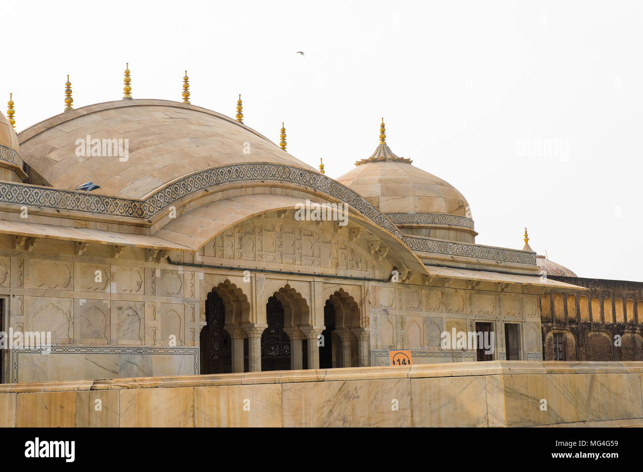 Walls of the Amer Fort (Amber Fort and Amber Palace), a town near ...