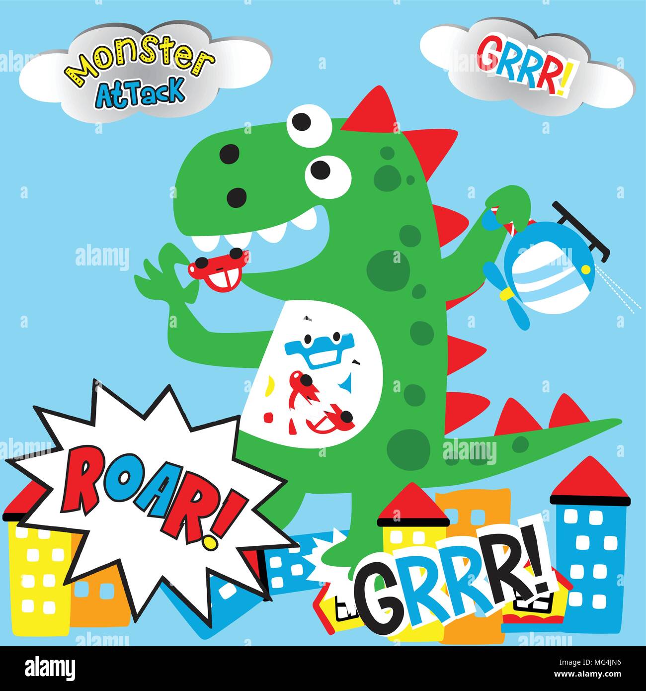 monster attack city cartoon Stock Vector Image & Art - Alamy