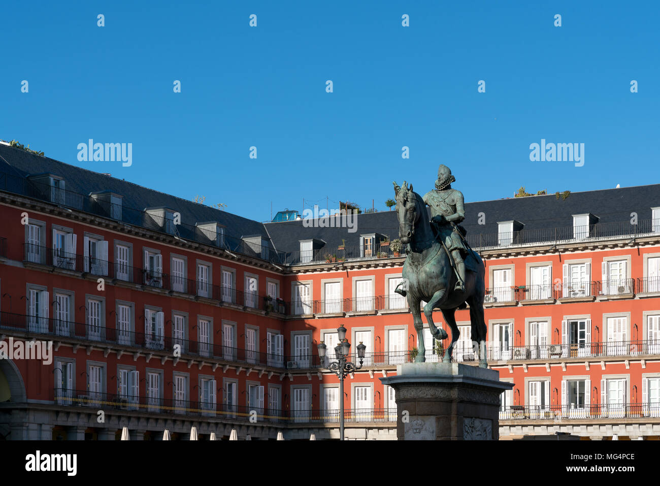 Madrid travel destination. Statue of Philip III on Plaza Mayor ...