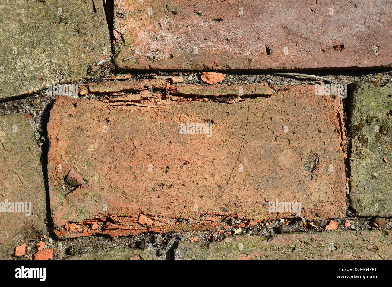 old destroyed brick in close-up destroyed by frost Stock Photo - Alamy
