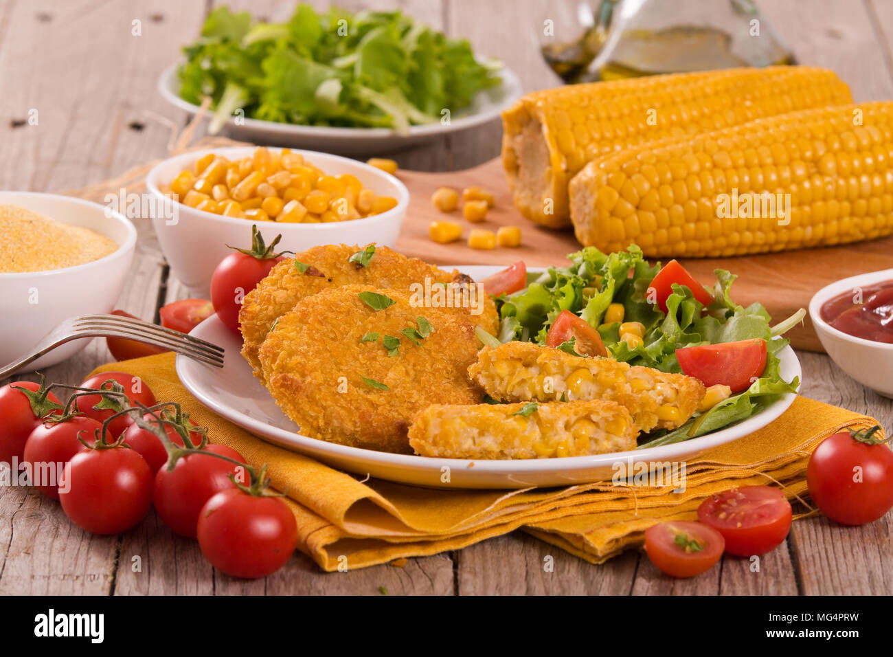 Burger sweetcorn salad hi-res stock photography and images - Alamy