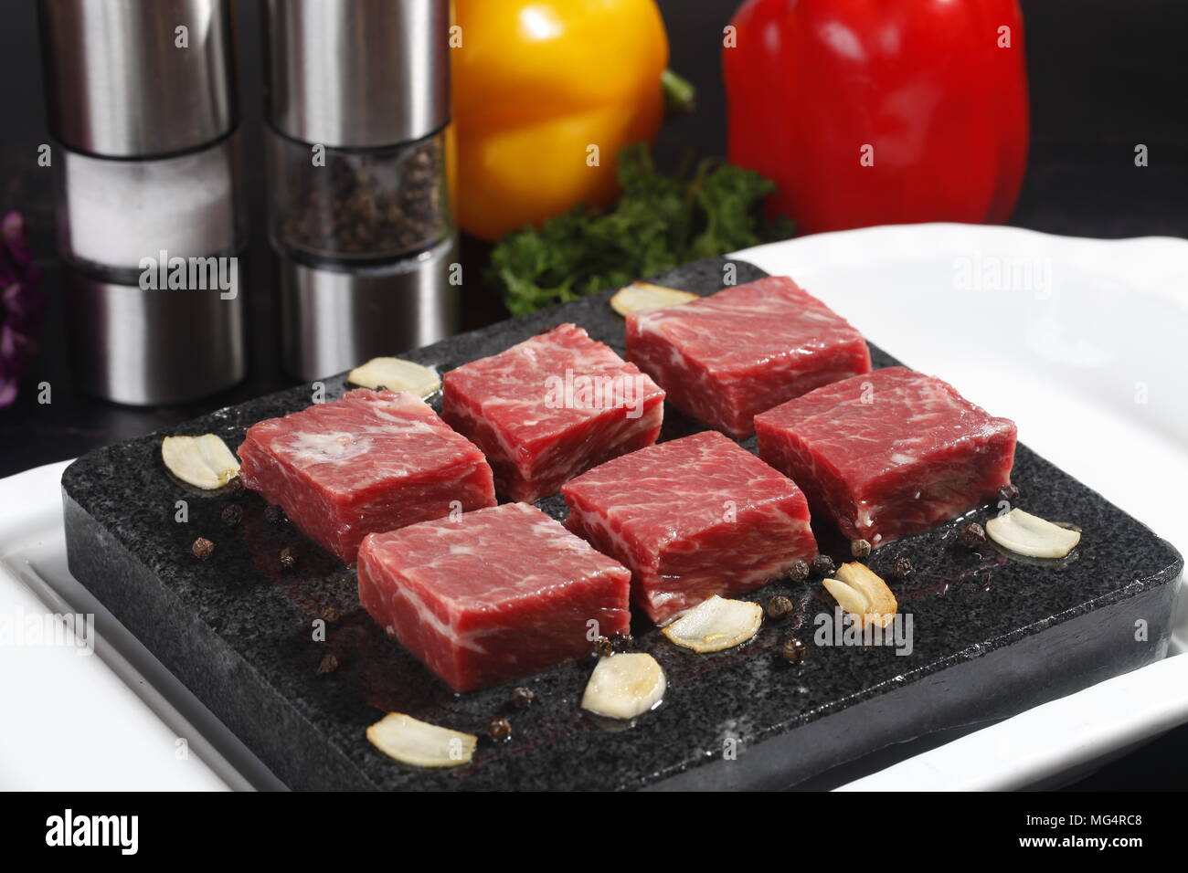 raw beef cubes Stock Photo - Alamy