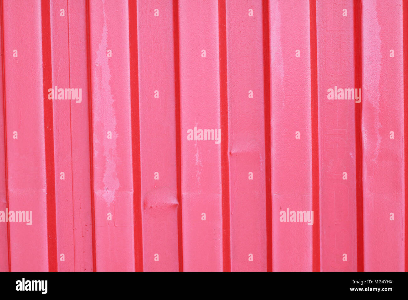 Old, red, crumpled, crimson metal sheet wall fence for industrial ...