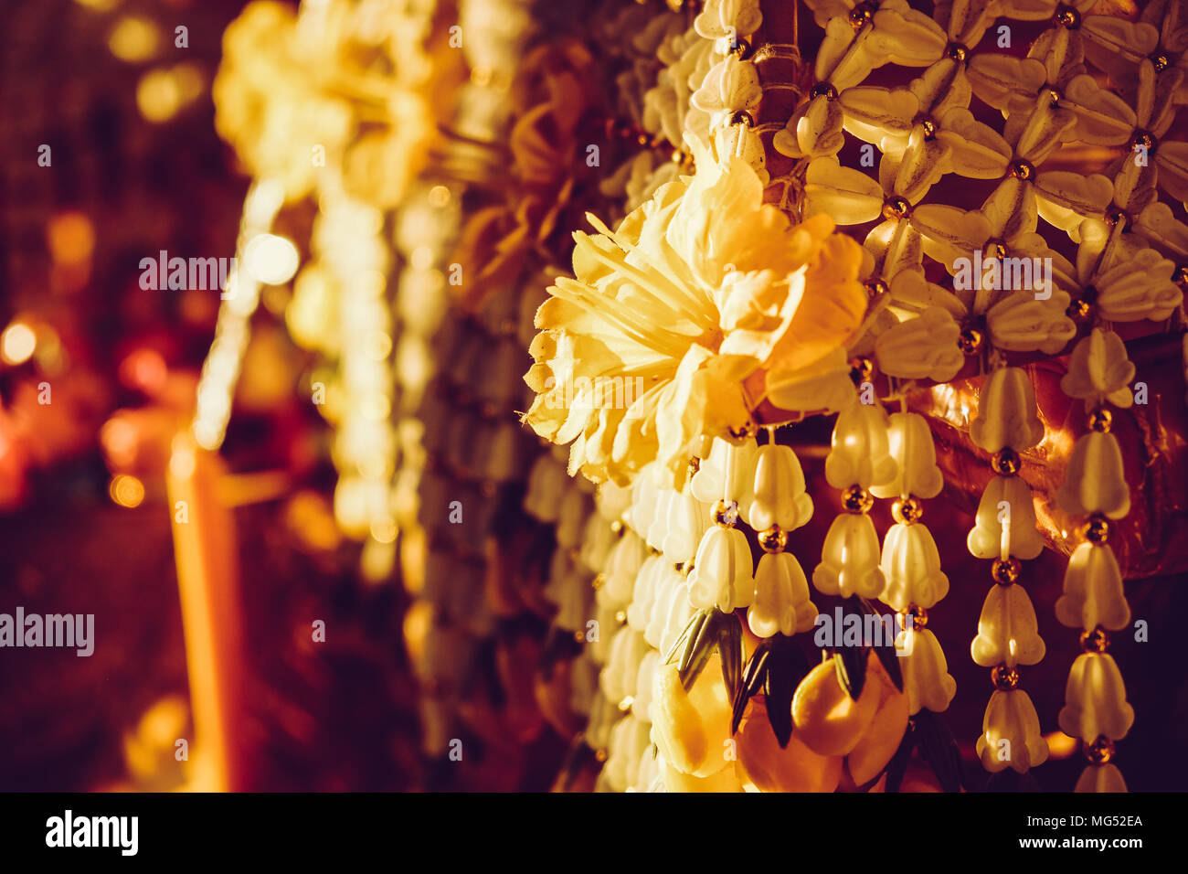 Detail of flower decoration for Ordination ceremony Stock Photo - Alamy
