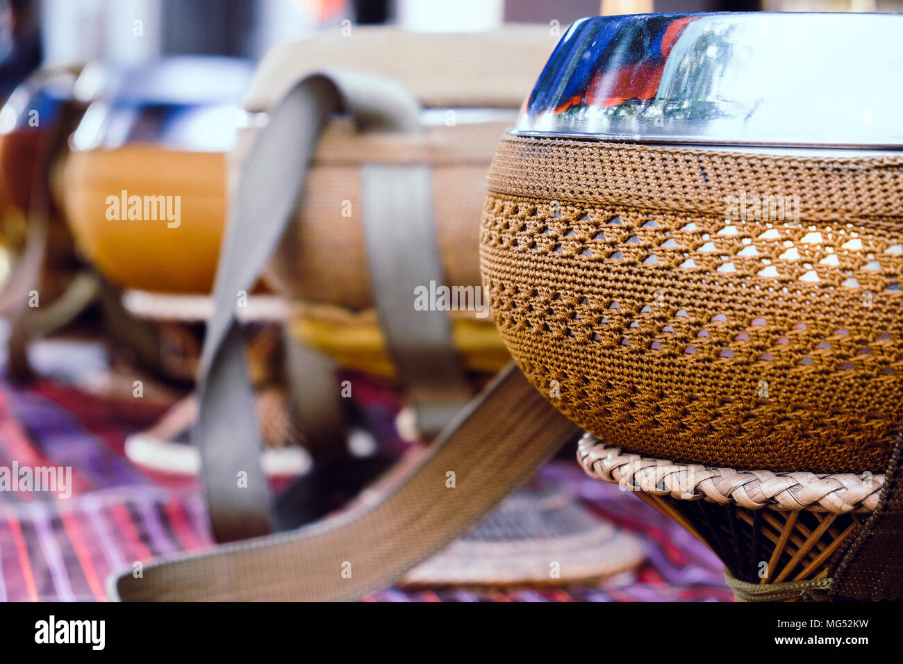 Detail of Monk's alms-bowl Stock Photo - Alamy
