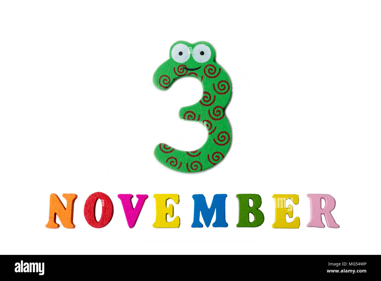 November 3, on a white background, numbers and letters. Calendar Stock ...