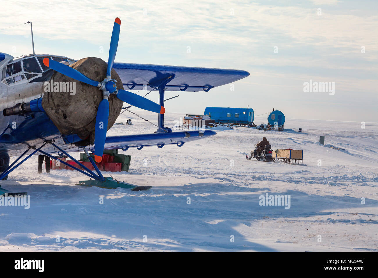 Airplane in winter tundra Stock Photo - Alamy
