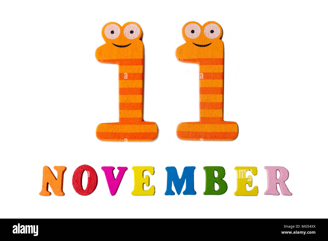 November 11 on white background, numbers and letters. Calendar Stock ...