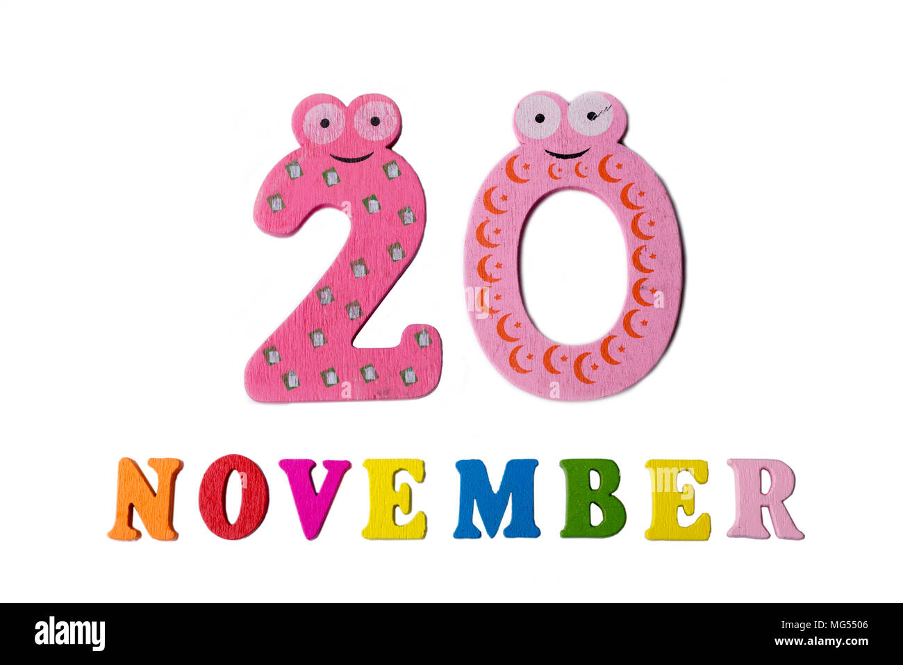 On 20 November, on a white background, numbers and letters. Calendar ...