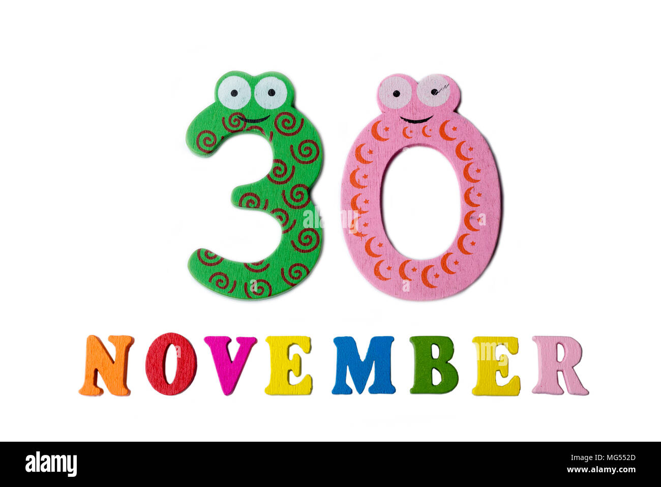 November 30, on a white background, numbers and letters. Calendar Stock ...