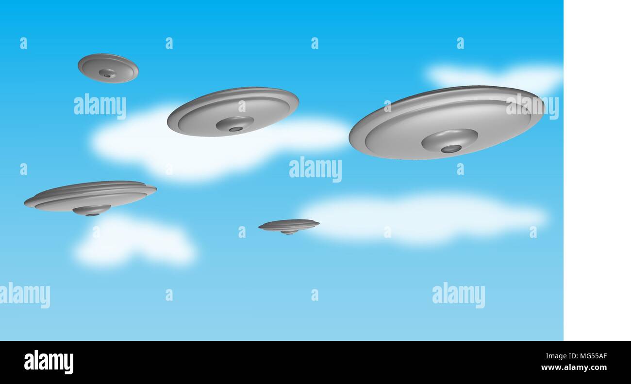 Group of flying saucers in the sky Stock Vector Image & Art - Alamy