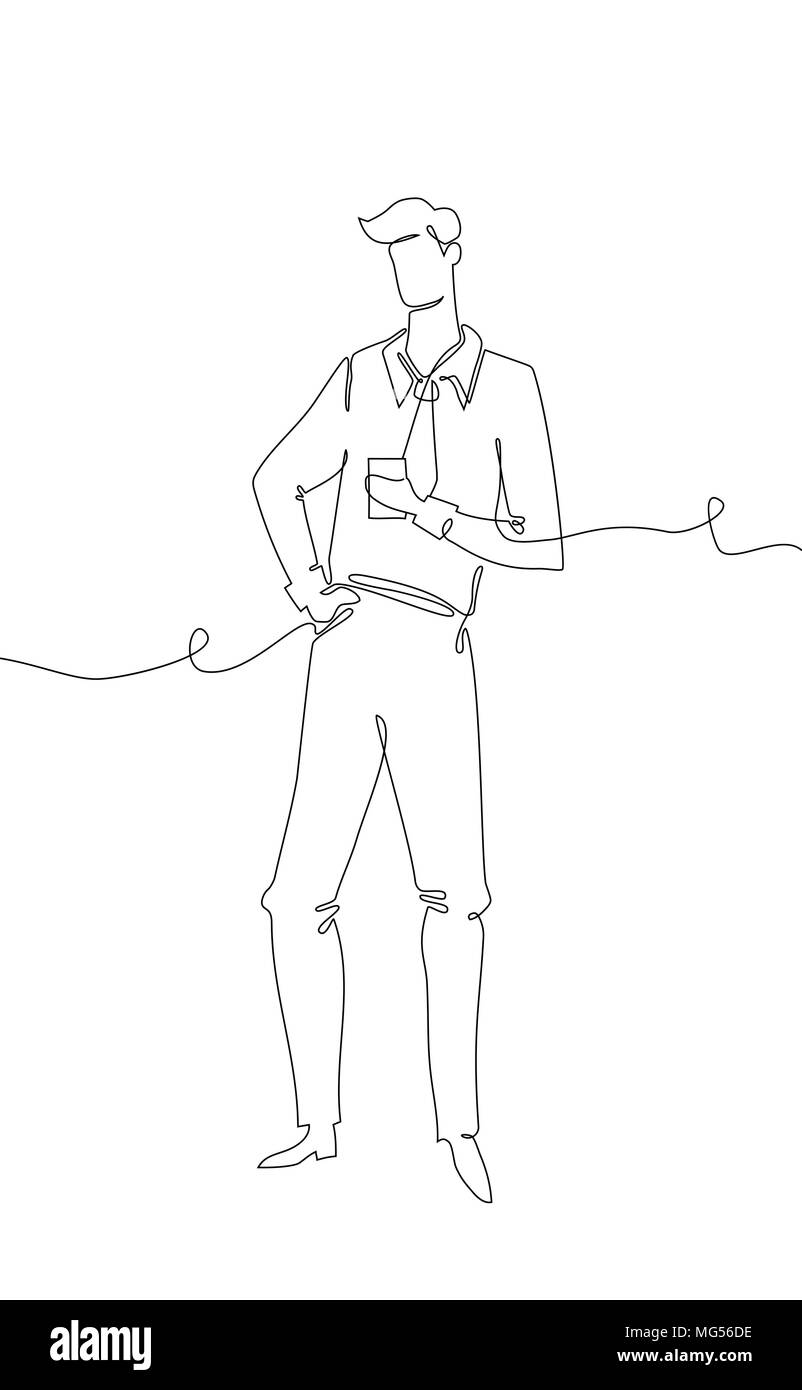 Businessman - one line design style illustration Stock Vector Image ...