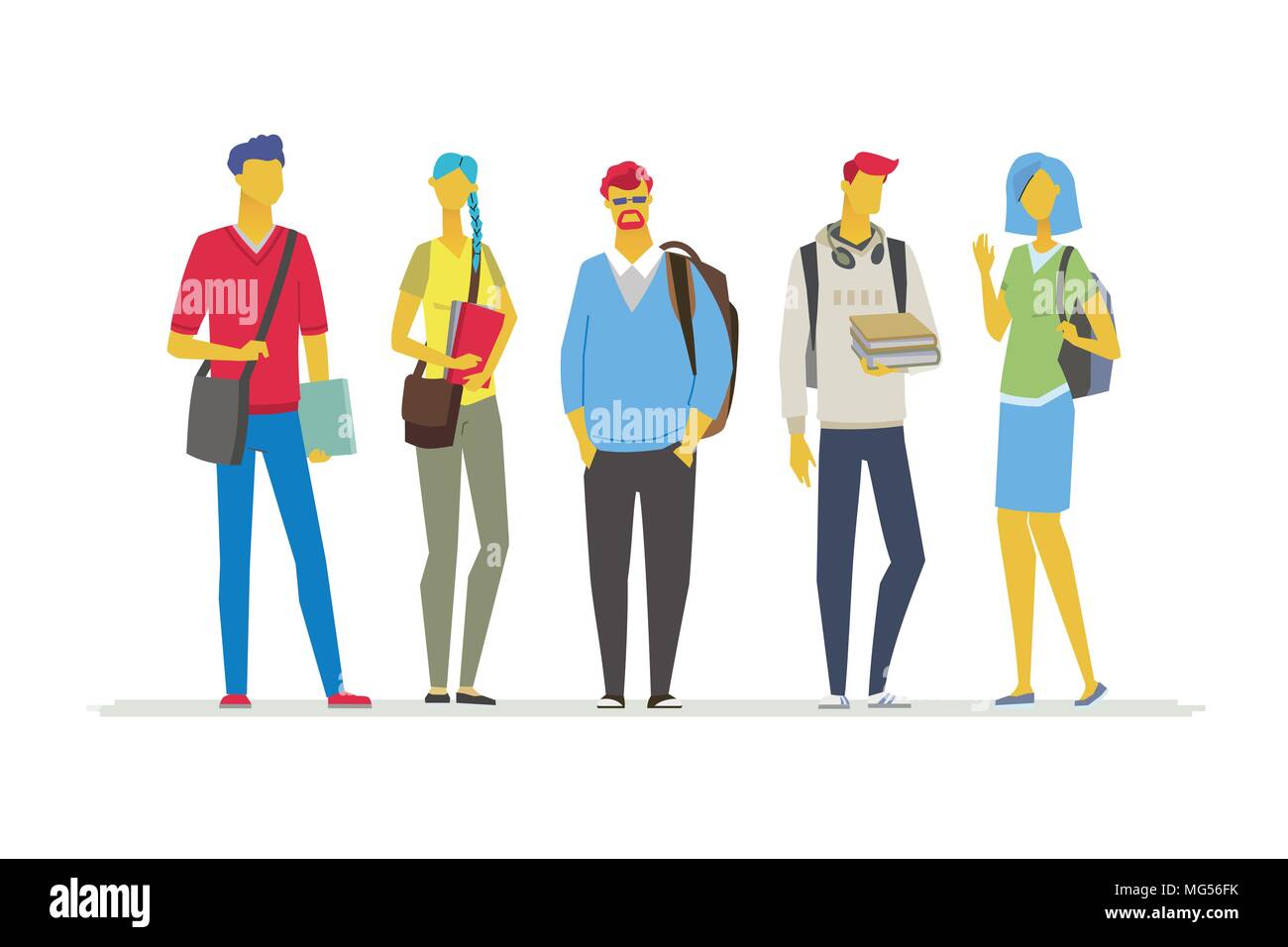 Students - flat design style colorful illustration Stock Vector Image ...