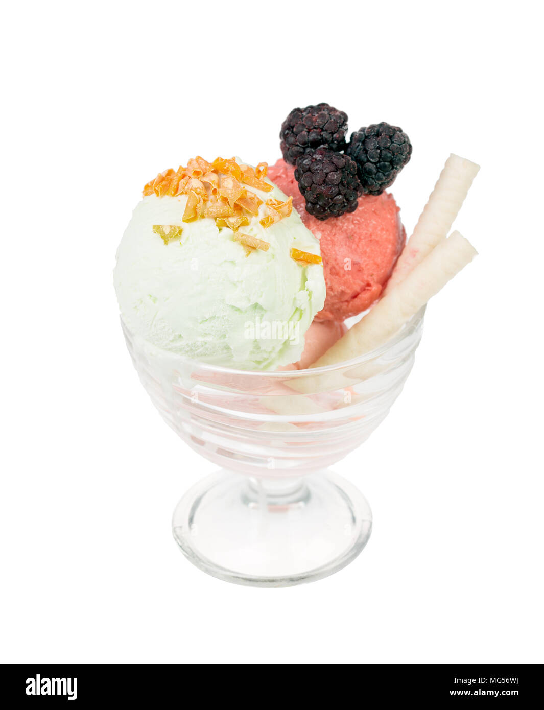 Vanilla sundae ice cream in cup on white background Stock Photo - Alamy