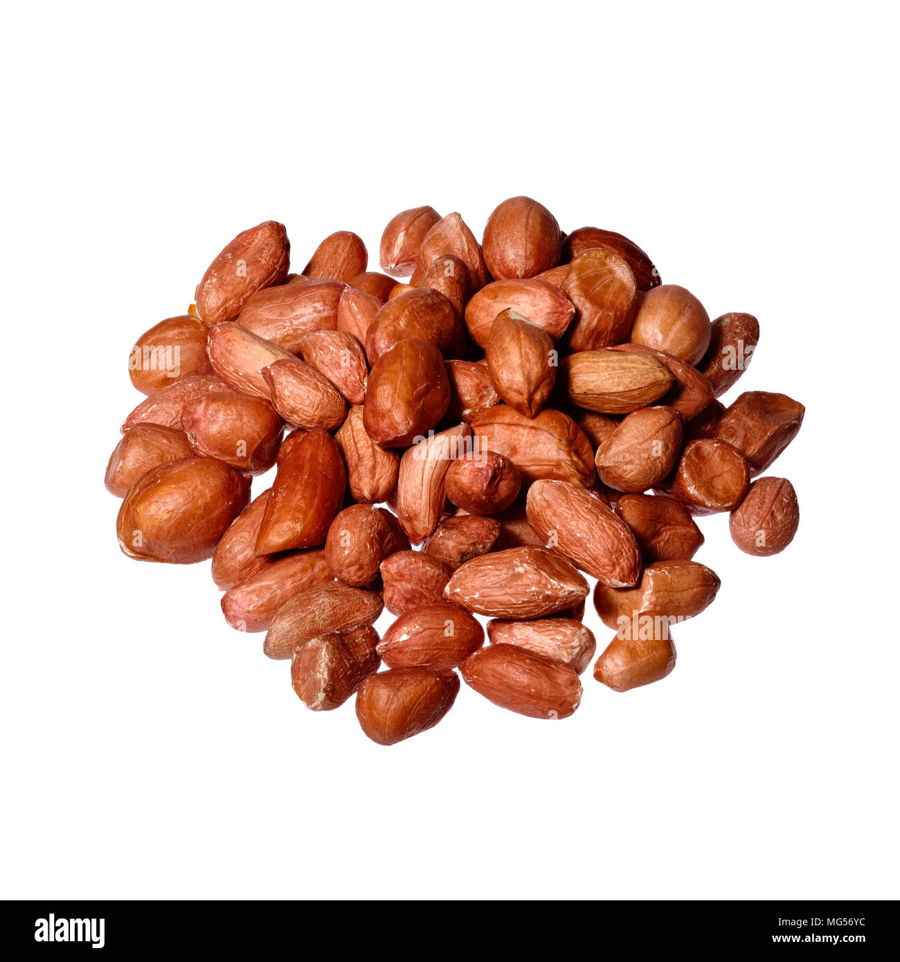 Peeled salted peanuts isolated on white background. High resolution ...